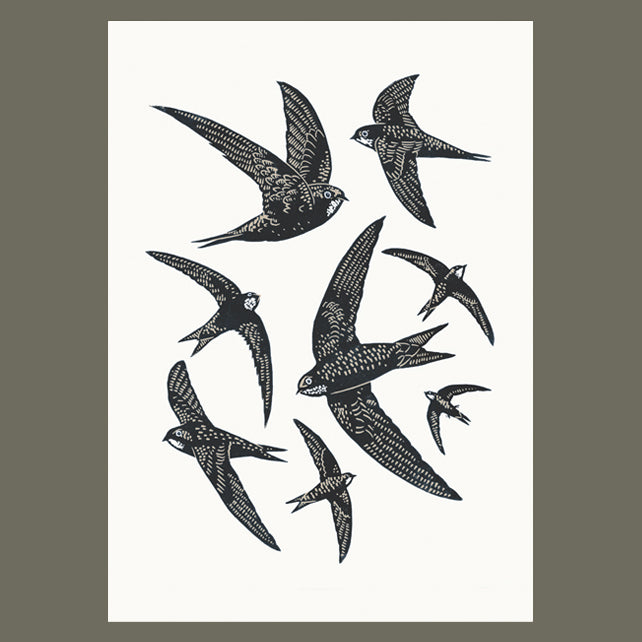 Swifts A3 linocut poster-print – Sheffield Makers Hunters Bar