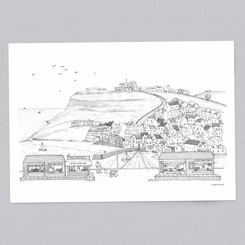Whitby Coastal Scene A3 Illustration Line Drawing Print – Sheffield ...